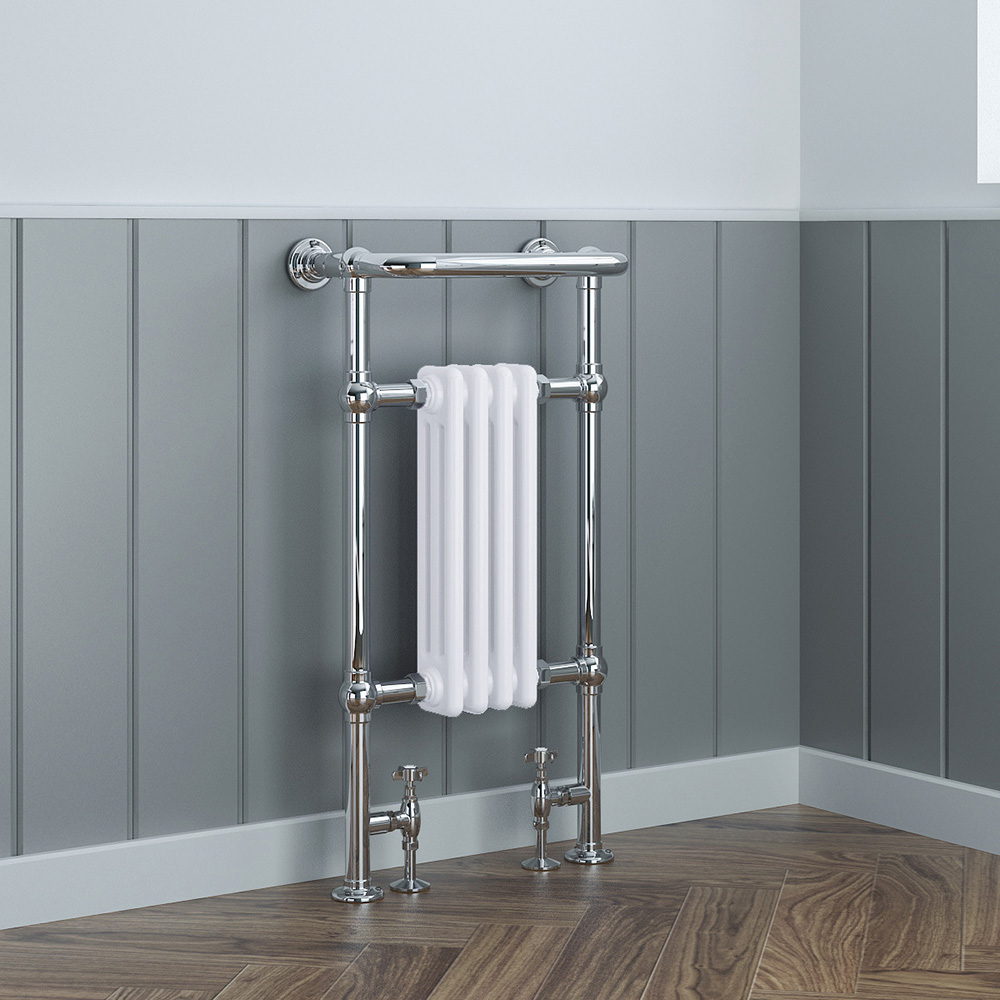 Bathroom Traditional Victorian Heated Towel Rail Column Radiator White ...