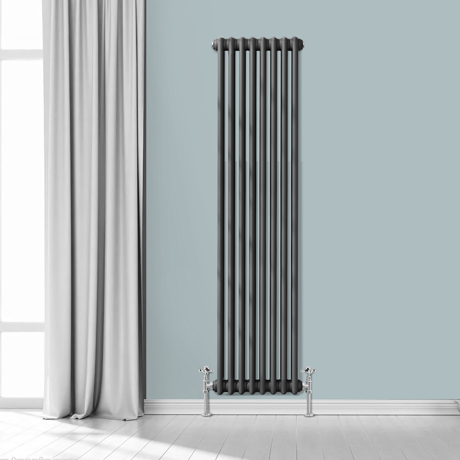 Traditional Cast Iron Style Anthracite 2 Column Vertical Radiator ...
