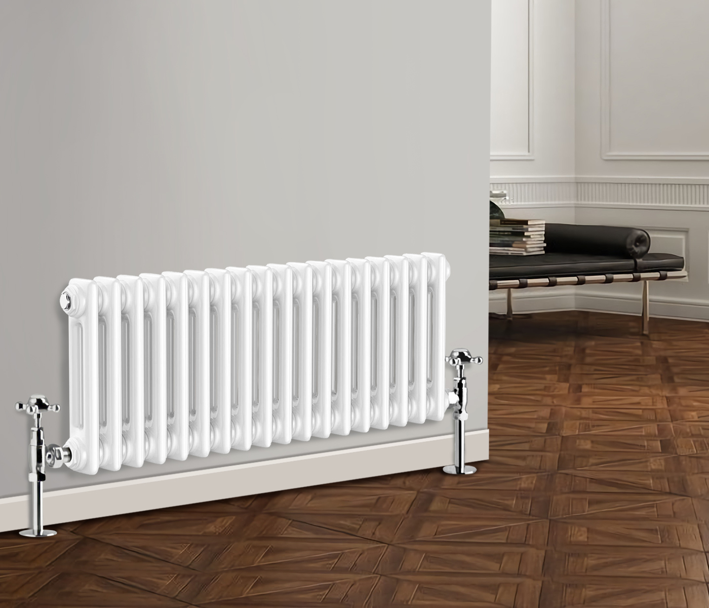 Horizontal Traditional Column Cast Iron Style Radiator Bathroom Central ...