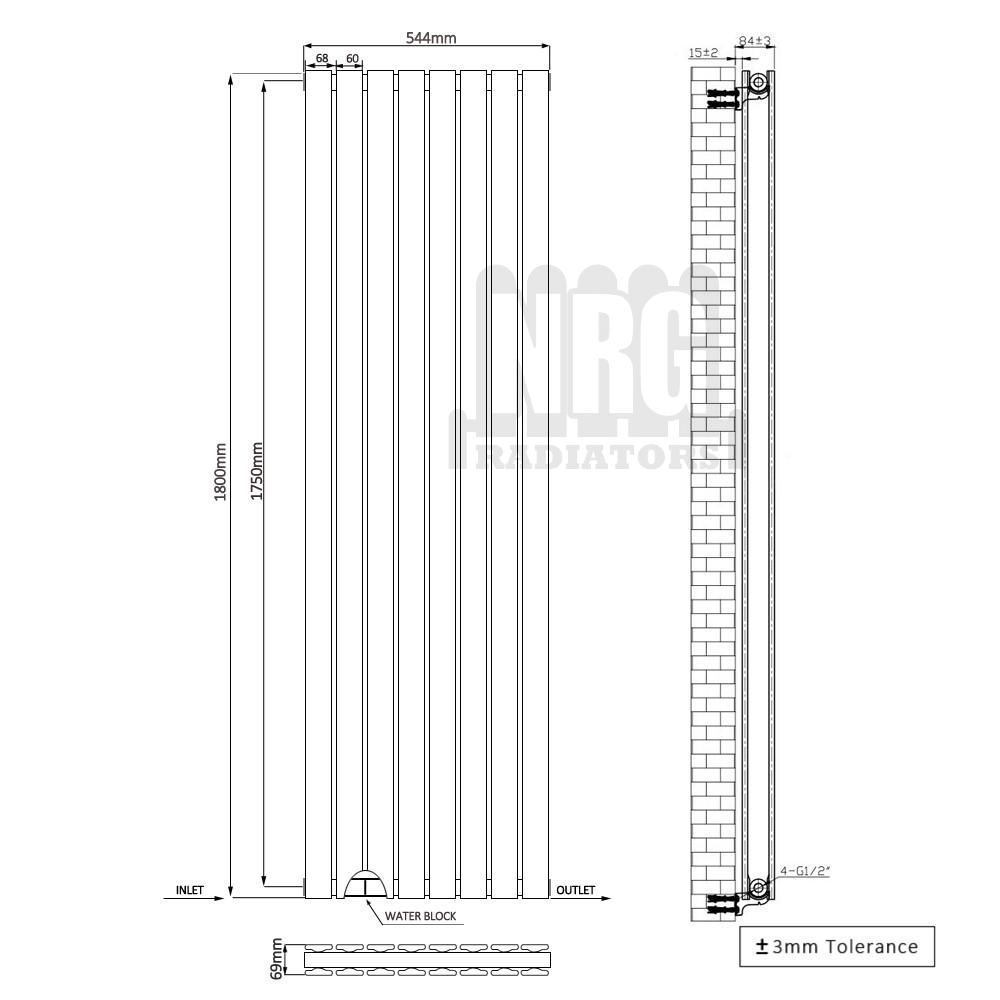 Flat Panel Heated Towel Rail Oval Column Designer Traditional Cast Iron ...