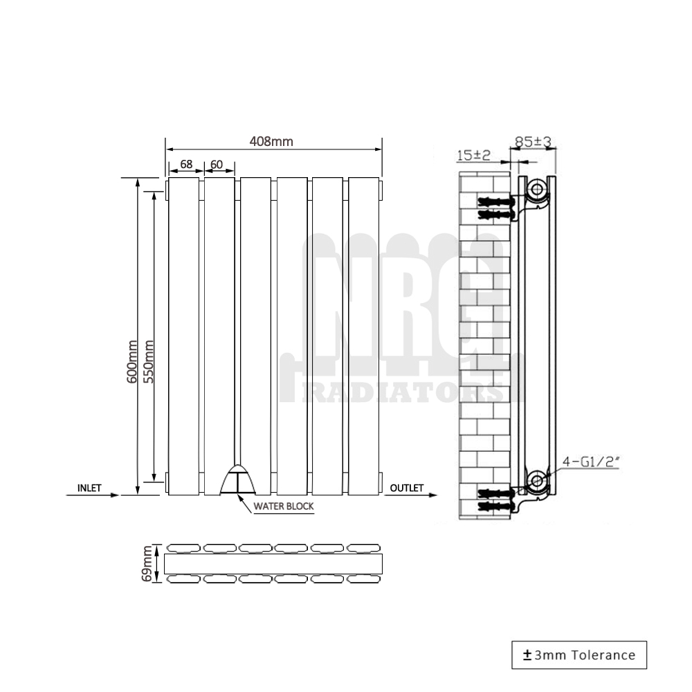 Flat Panel Heated Towel Rail Oval Column Designer Traditional Cast Iron ...