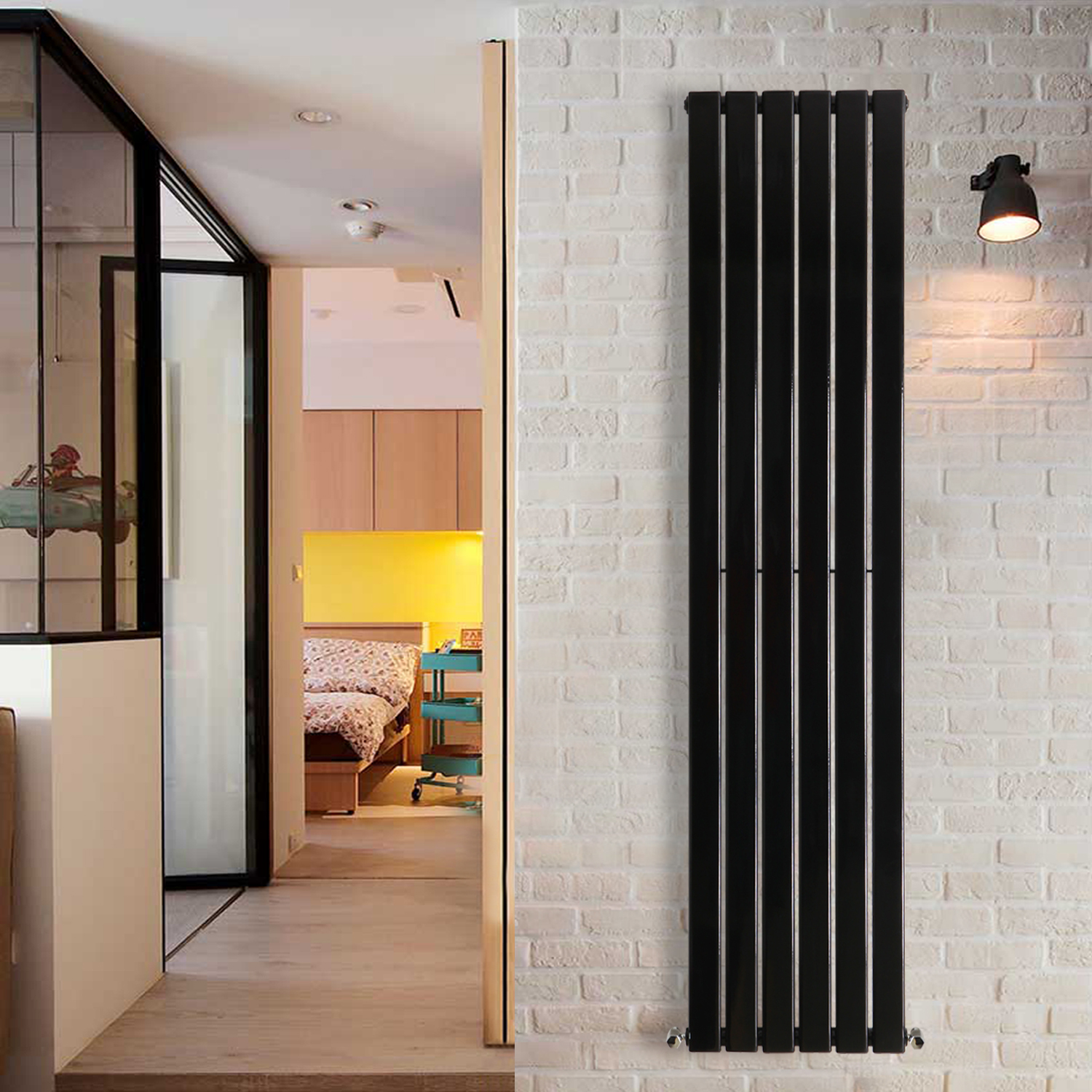 1800x408mm Vertical Flat Panel Designer Tall Upright Bathroom Radiator ...