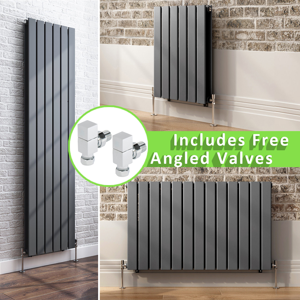 Anthracite Flat Panel Designer Radiators Central Heating + Free Angled ...