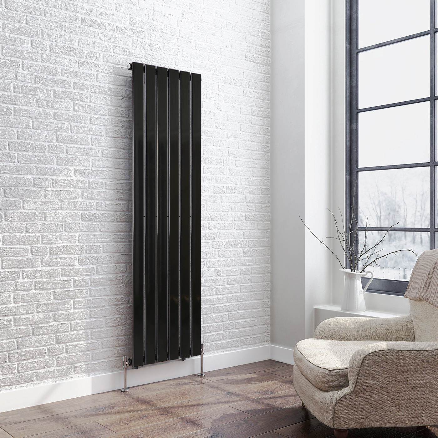 Black Designer Radiator Flat Panel Column Bathroom Heater Central ...