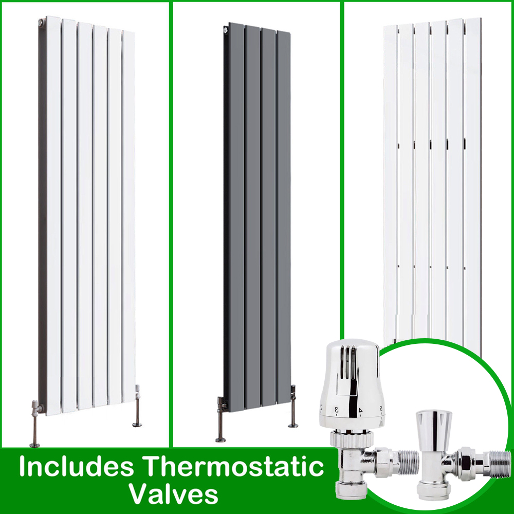 Modern Upright Tall Vertical Flat Panel Designer Radiator with Angled ...