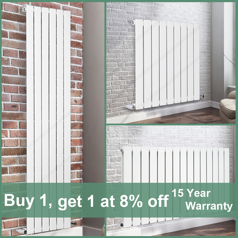 White Flat Panel Column Designer Radiator Central Heating Rads Single ...