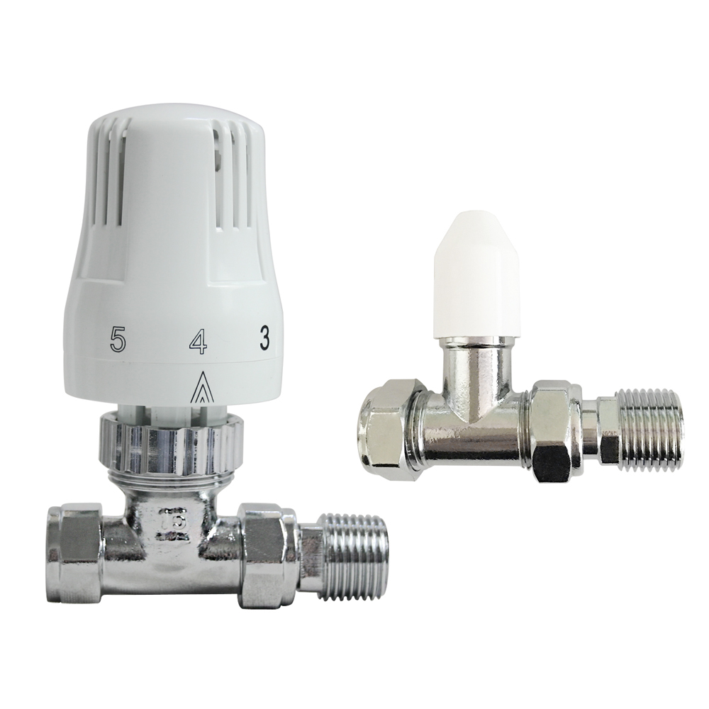 Thermostatic TRV Radiator Valves 15mm x 1/2" Angled/Corner/Straight Rad ...