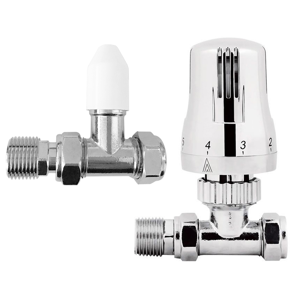 Modern Straight Heated Radiator Valves Towel Rail Thermostatic and ...