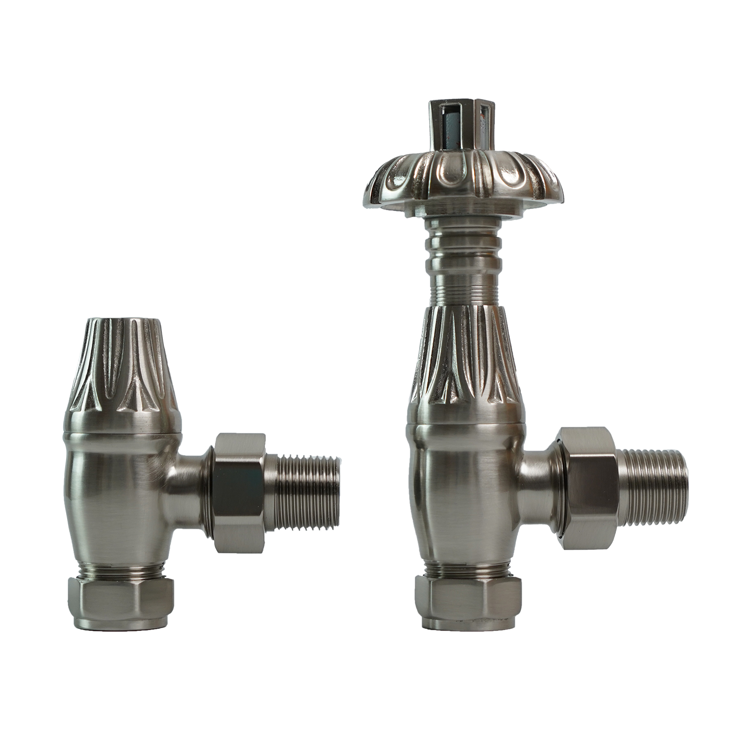 Traditional Thermostatic TRV Antique Design Angled Radiator Rad Valves ...