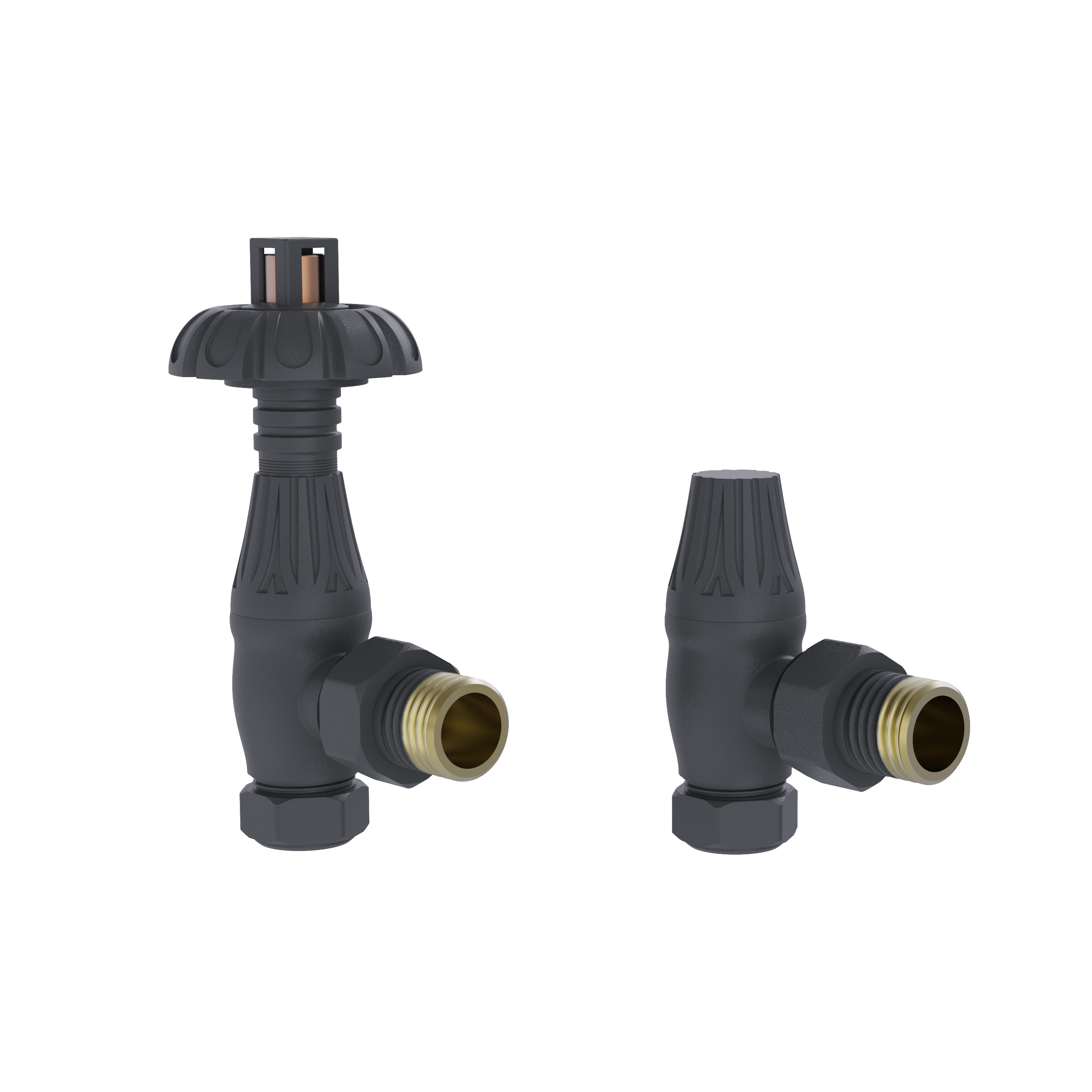 Traditional Thermostatic TRV Antique Design Angled Radiator Rad Valves ...