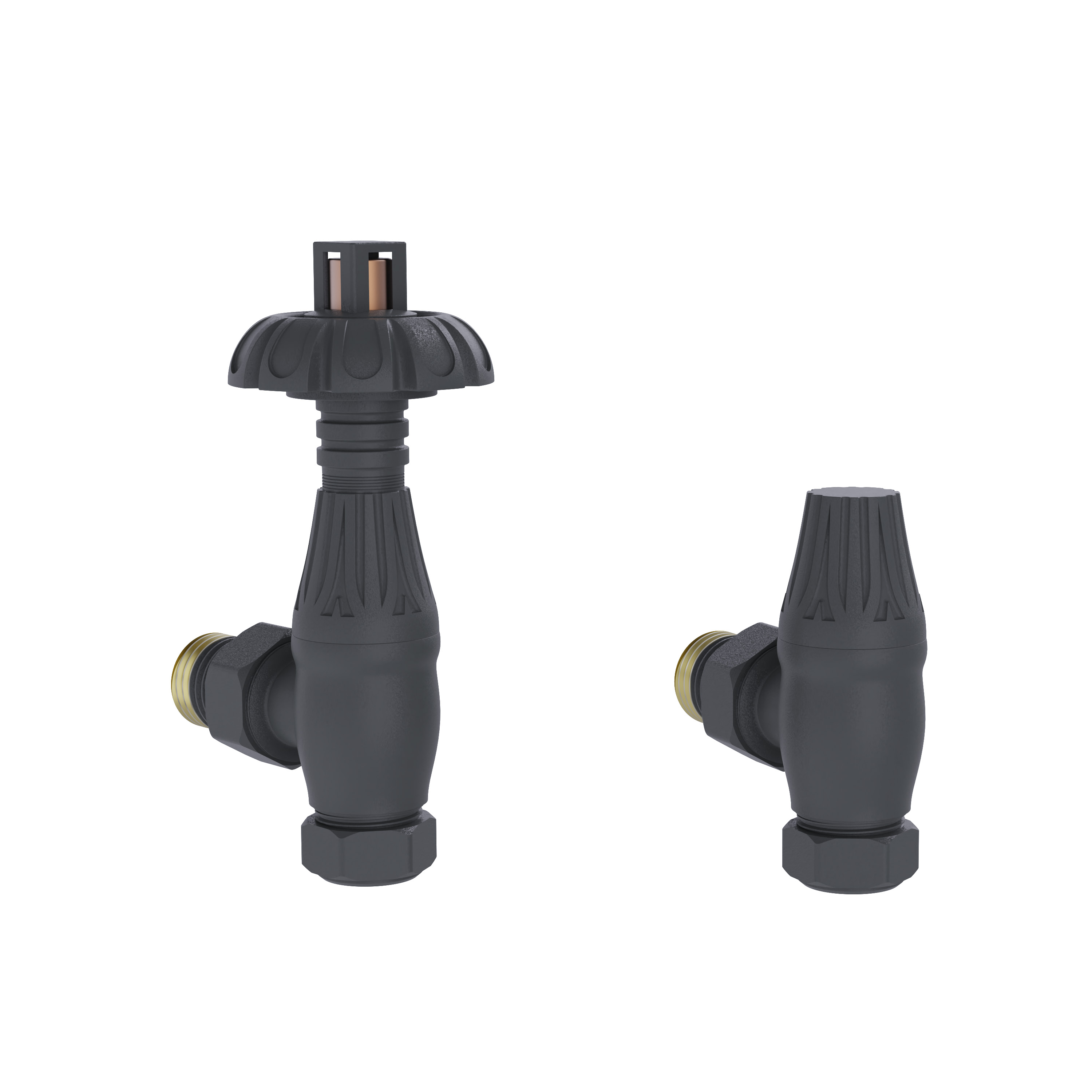 Traditional Thermostatic TRV Antique Design Angled Radiator Rad Valves ...