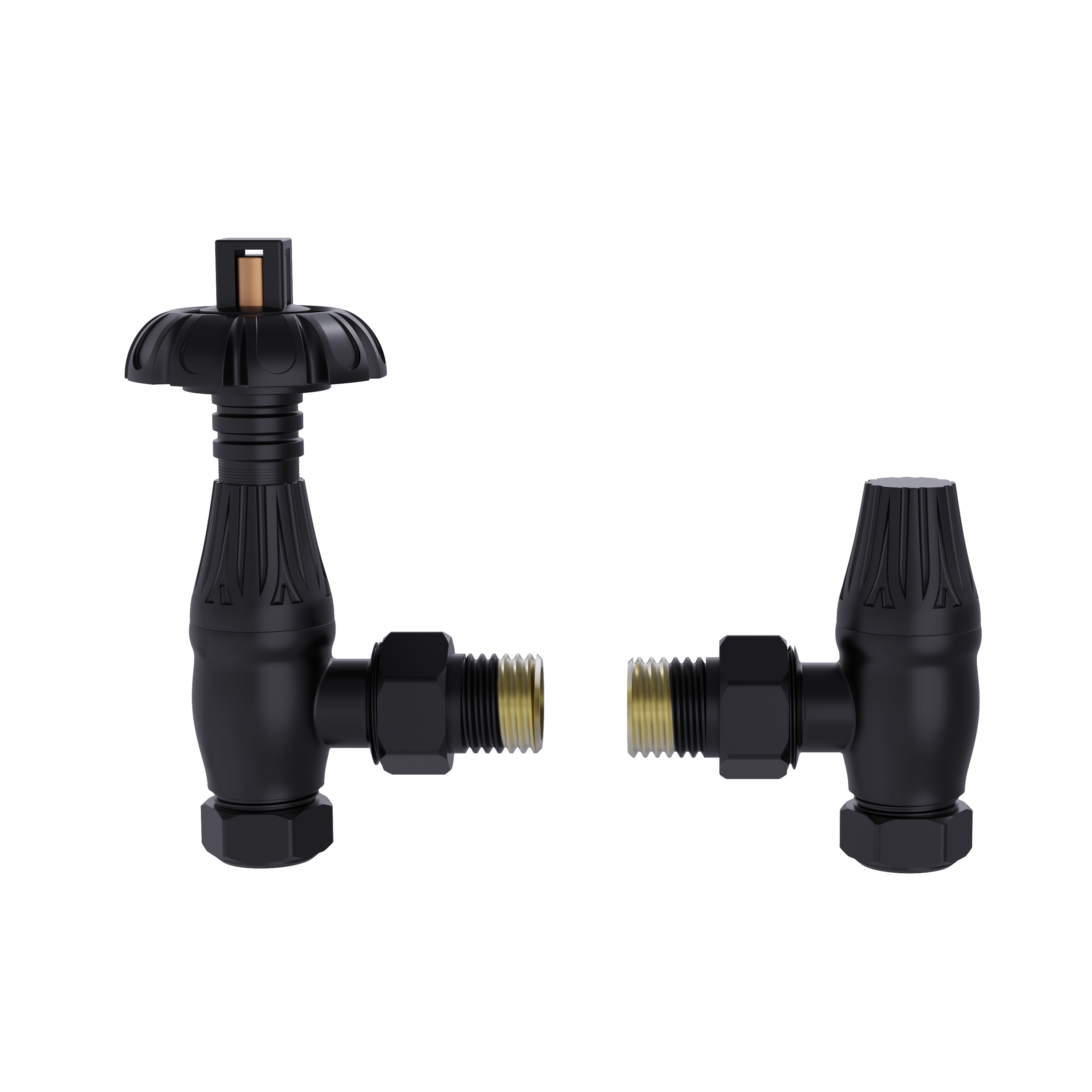 Traditional Thermostatic TRV Antique Design Angled Radiator Rad Valves ...