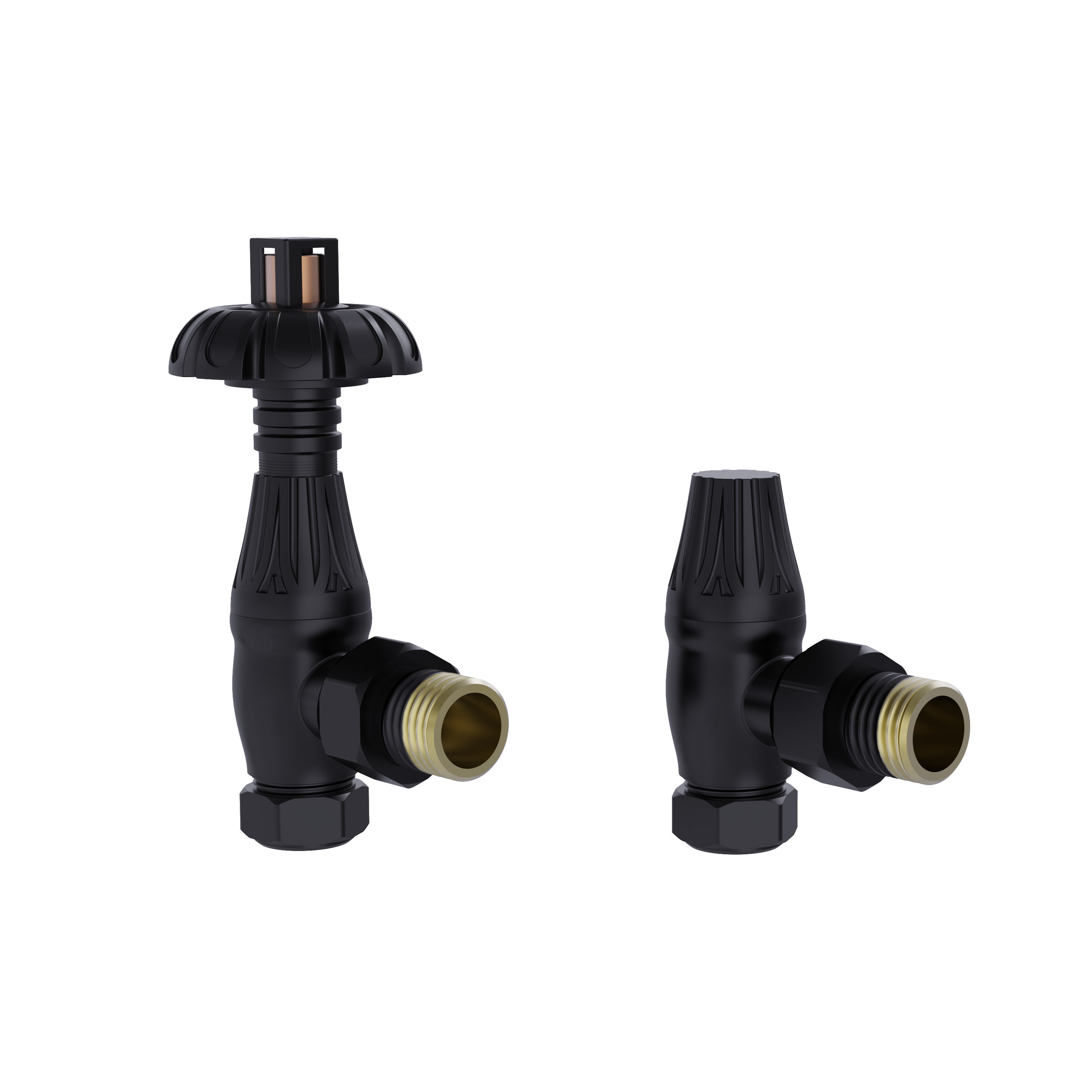 Traditional Thermostatic TRV Antique Design Angled Radiator Rad Valves ...