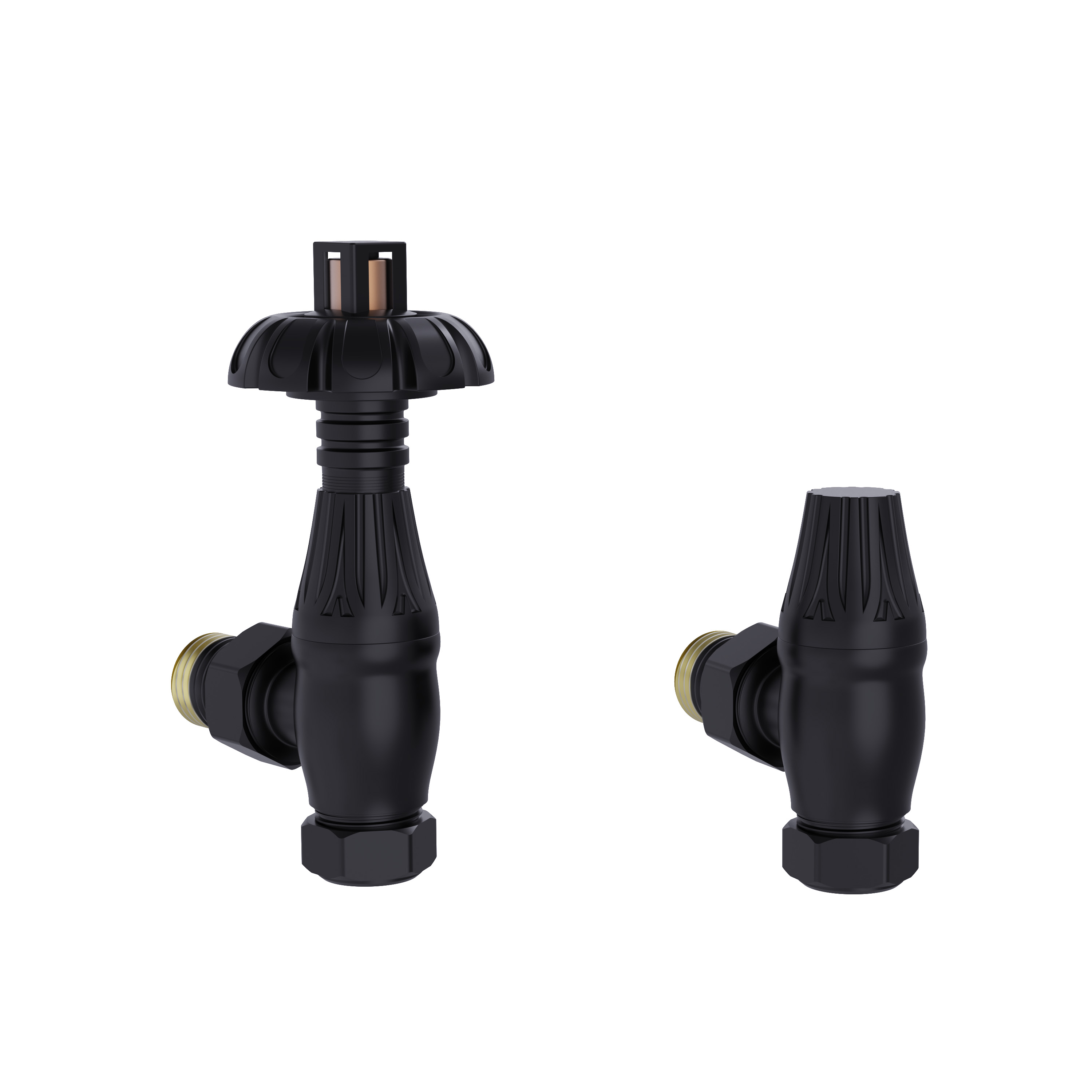 Traditional Thermostatic TRV Antique Design Angled Radiator Rad Valves ...