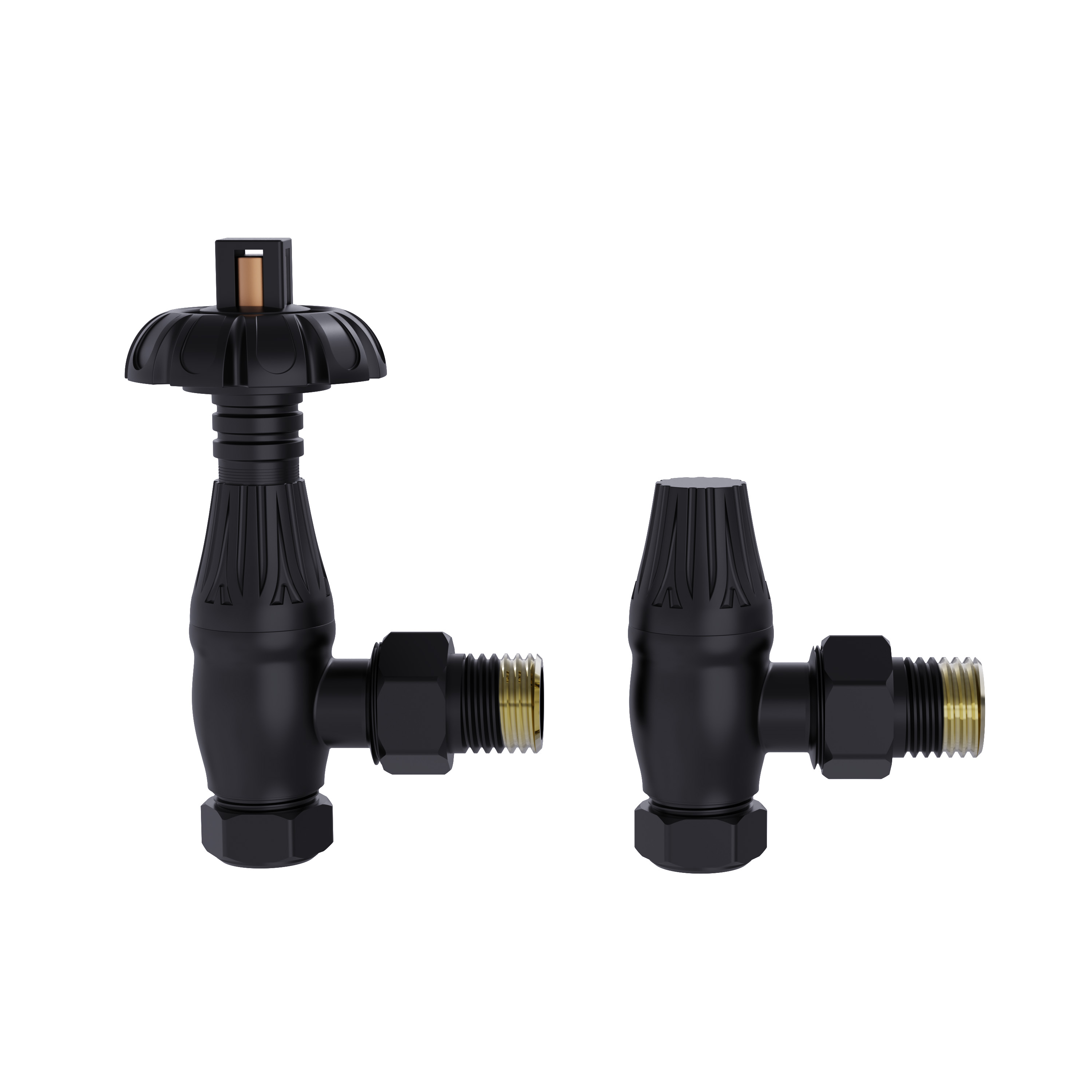 Traditional Thermostatic TRV Antique Design Angled Radiator Rad Valves ...
