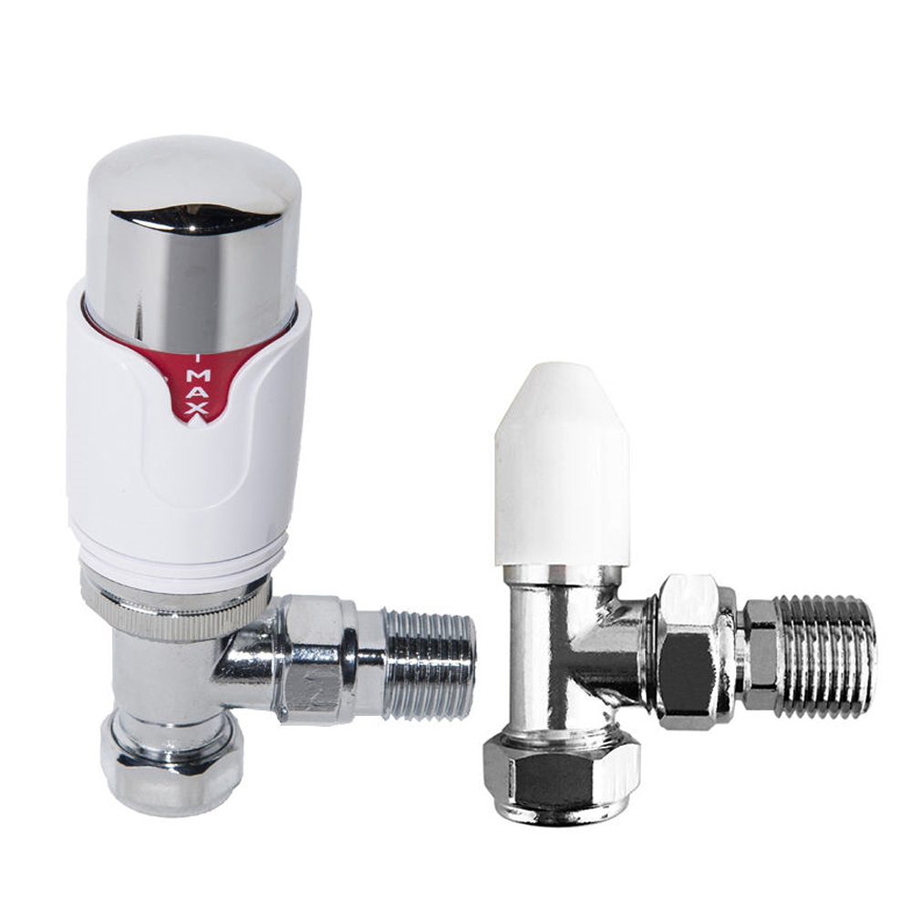 Thermostatic TRV Radiator Valves 15mm x 1/2" Angled/Corner/Straight Rad ...