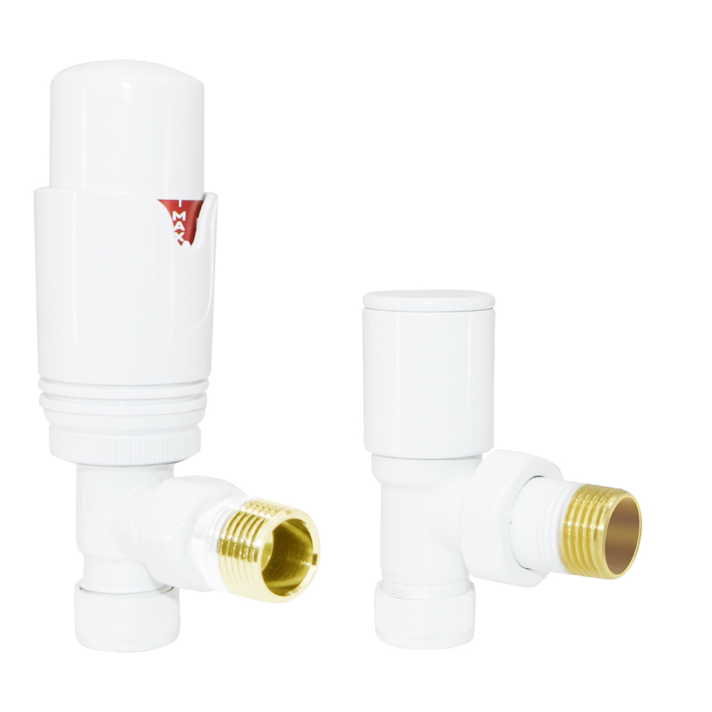 Lockshield Thermostatic TRV Radiator Valves 15mmx1/2" Angled Straight ...