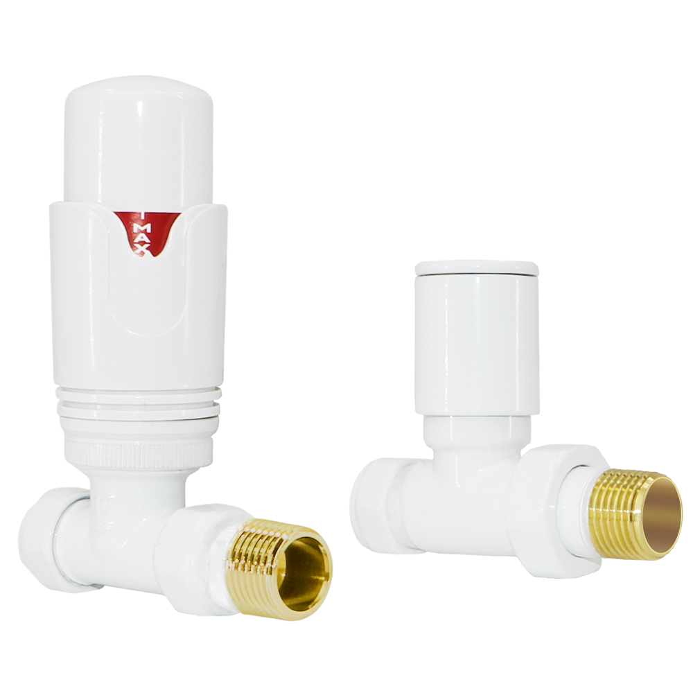 Lockshield Thermostatic TRV Radiator Valves 15mmx1/2" Angled Straight ...