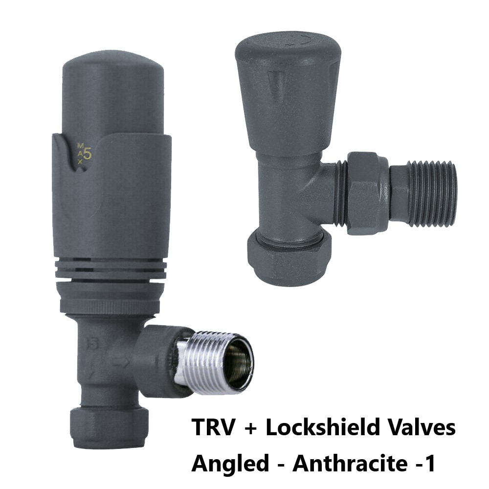 Thermostatic TRV Radiator Valves Set Angled/Corner/Straight Lockshield ...