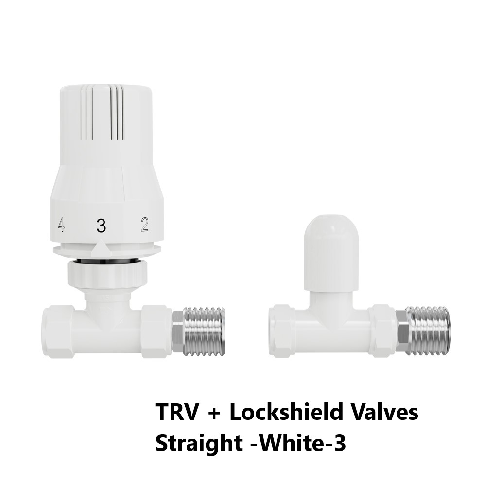 Thermostatic TRV Angled/Corner/Straight Lockshield Radiator Valves Set ...