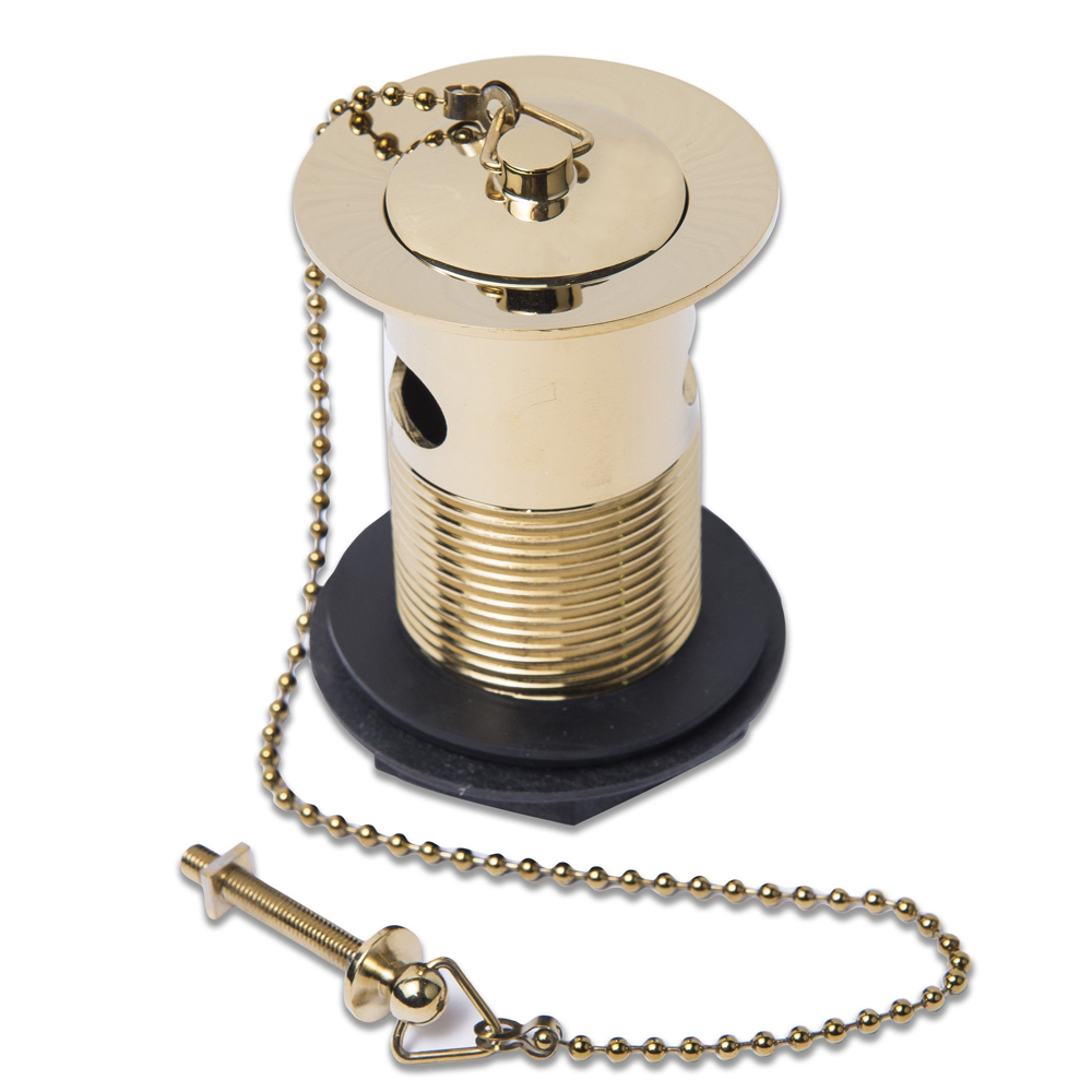 1.25" Bathroom Gold Slotted Basin Sink Waste with Plug and Chain 1 1/4 ...