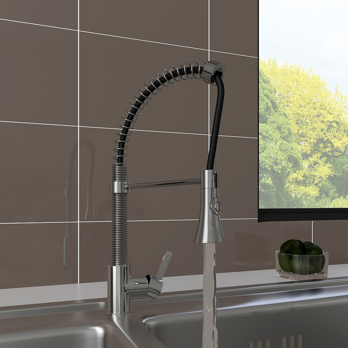 Modern Mono Kitchen Sink Mixer Tap with Pull Out Rinser Solid Brass ...