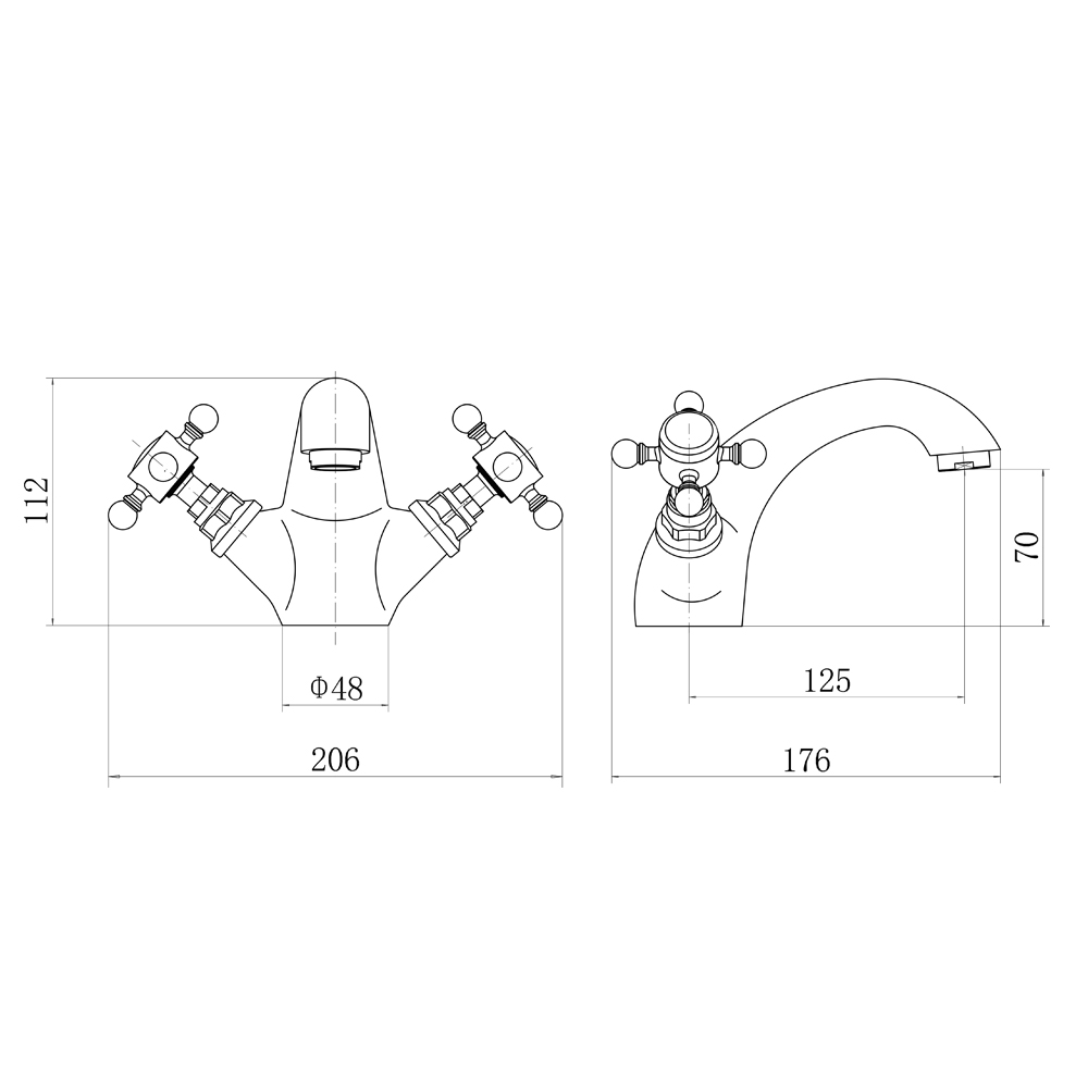Bathroom Victorian Cross Head Twin Bath Basin Taps Shower Mixer Filler ...