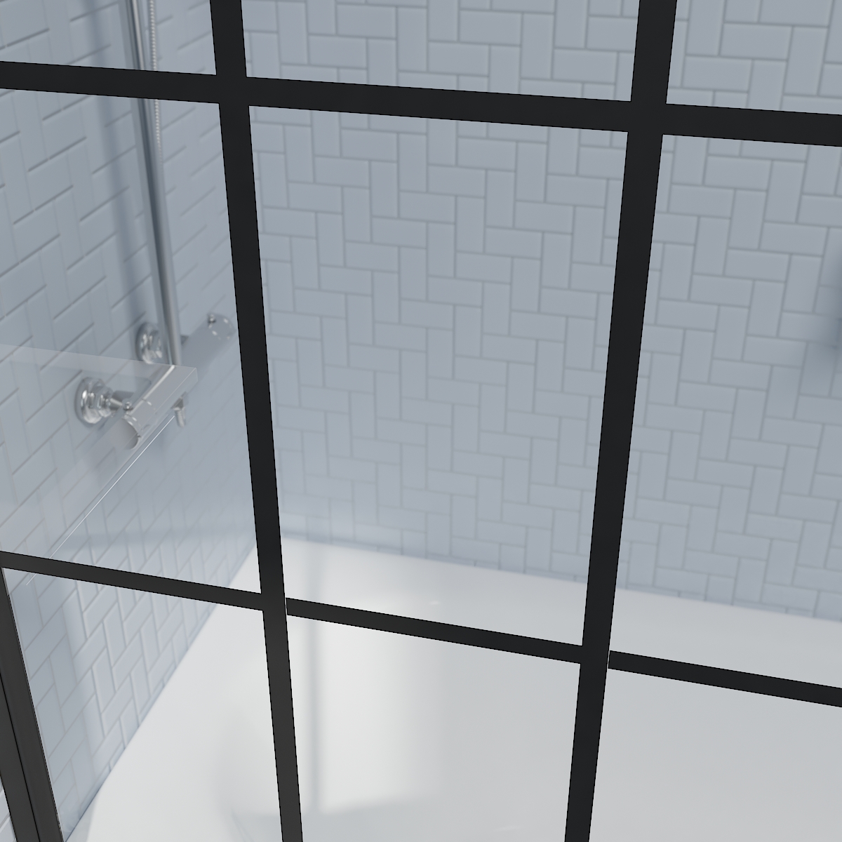 Pivot Bath Shower Screen Folding Square Grid Curved P L Shape Hinged ...