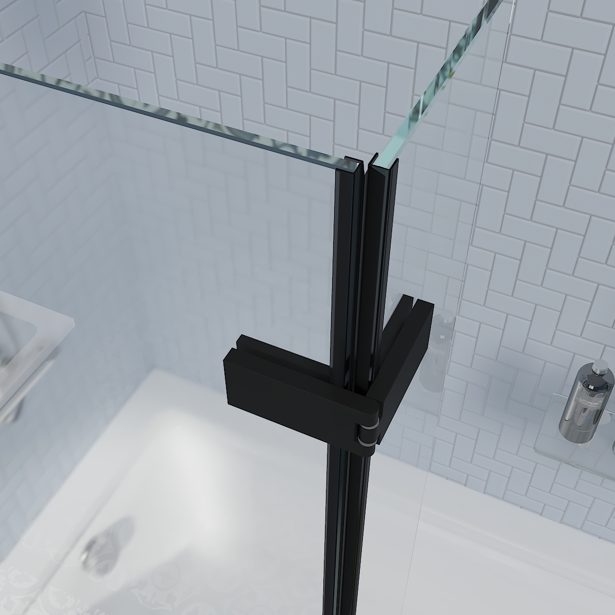 Pivot 4 Folding L Shape Hinged Bath Shower Screen P Shaped Glass Return ...