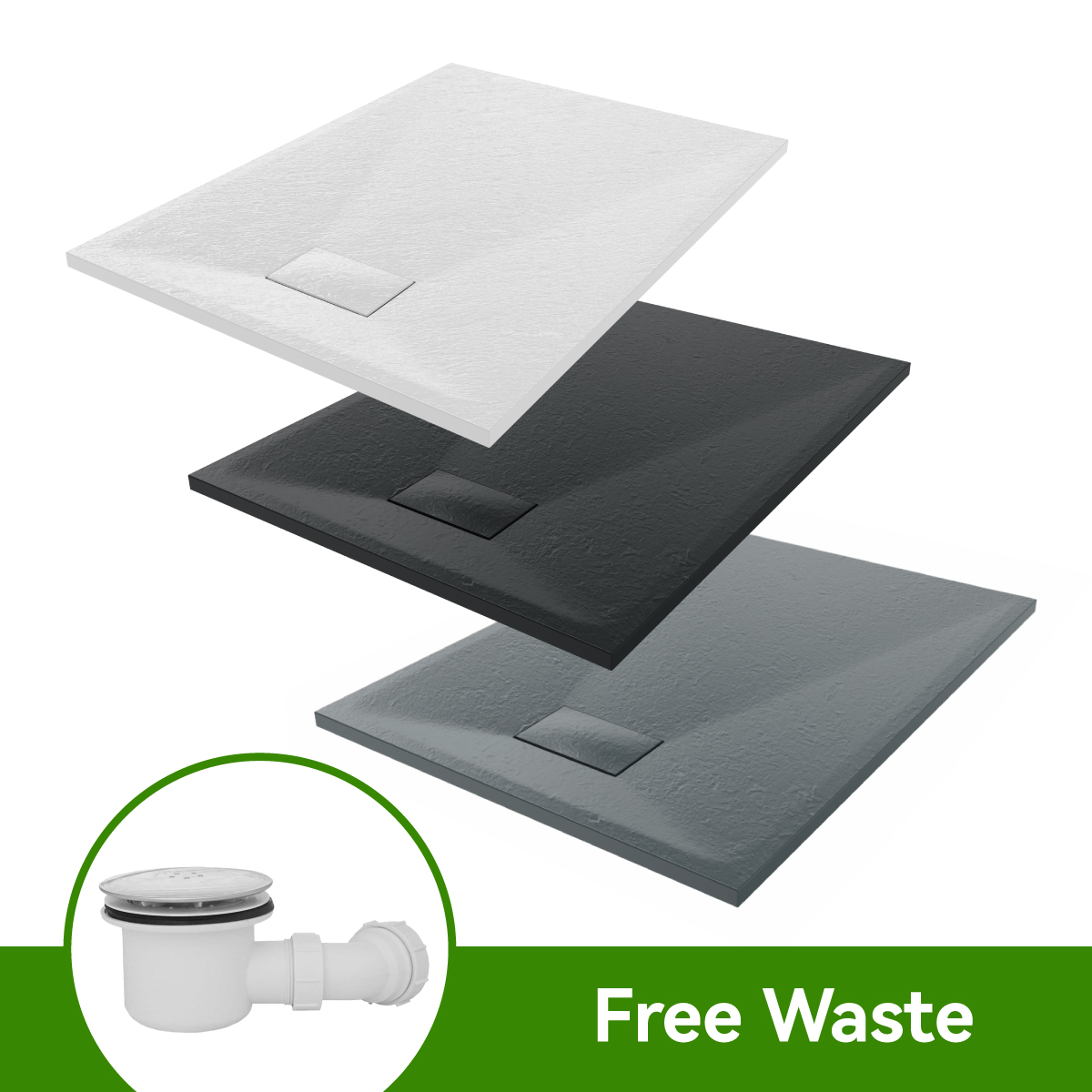 Slate Effect Shower Tray Square Quadrant Rectangle Enclosure Base w ...