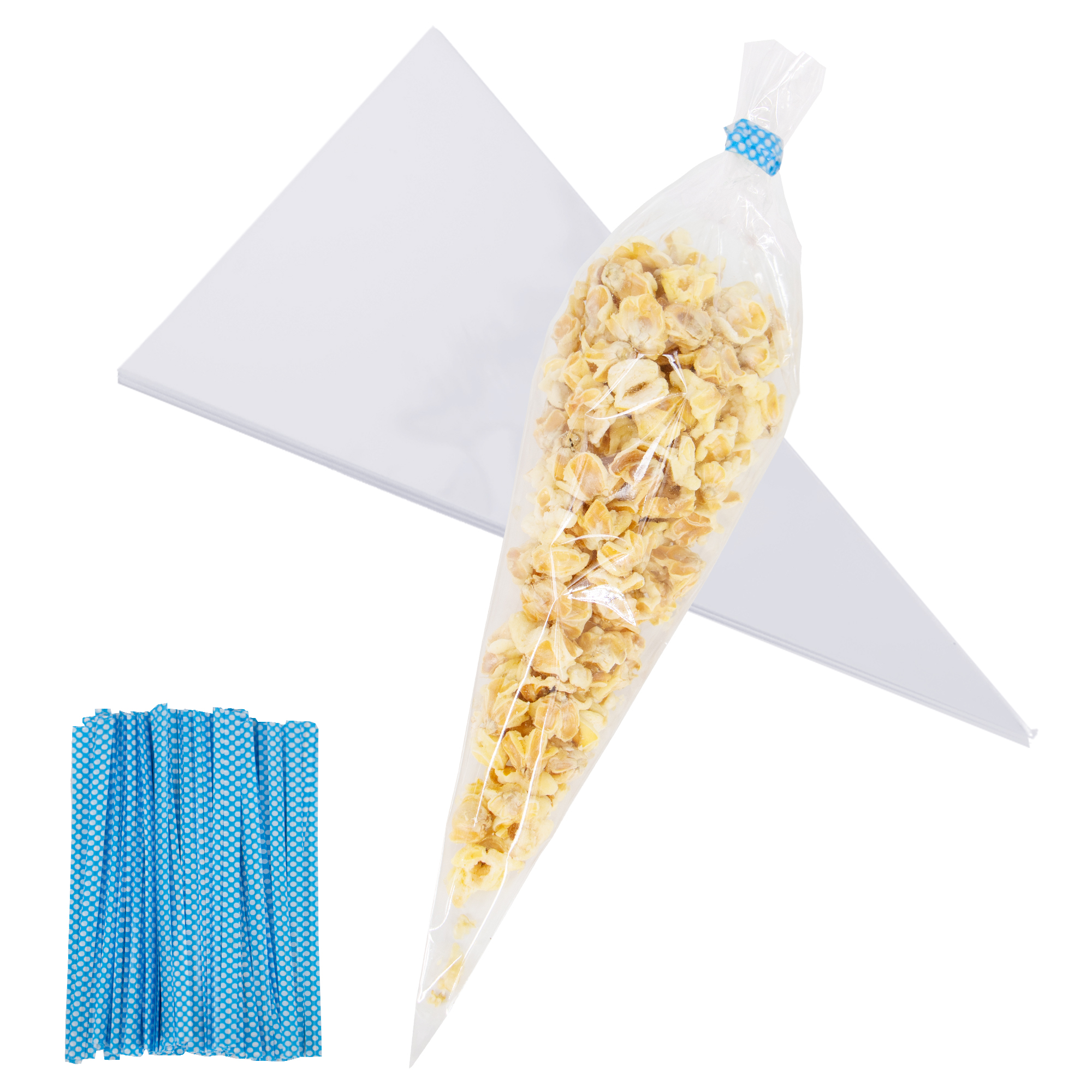 Time to Sparkle 1000PCS M L Cellophane Clear Plastic Cone Bag Ties ...