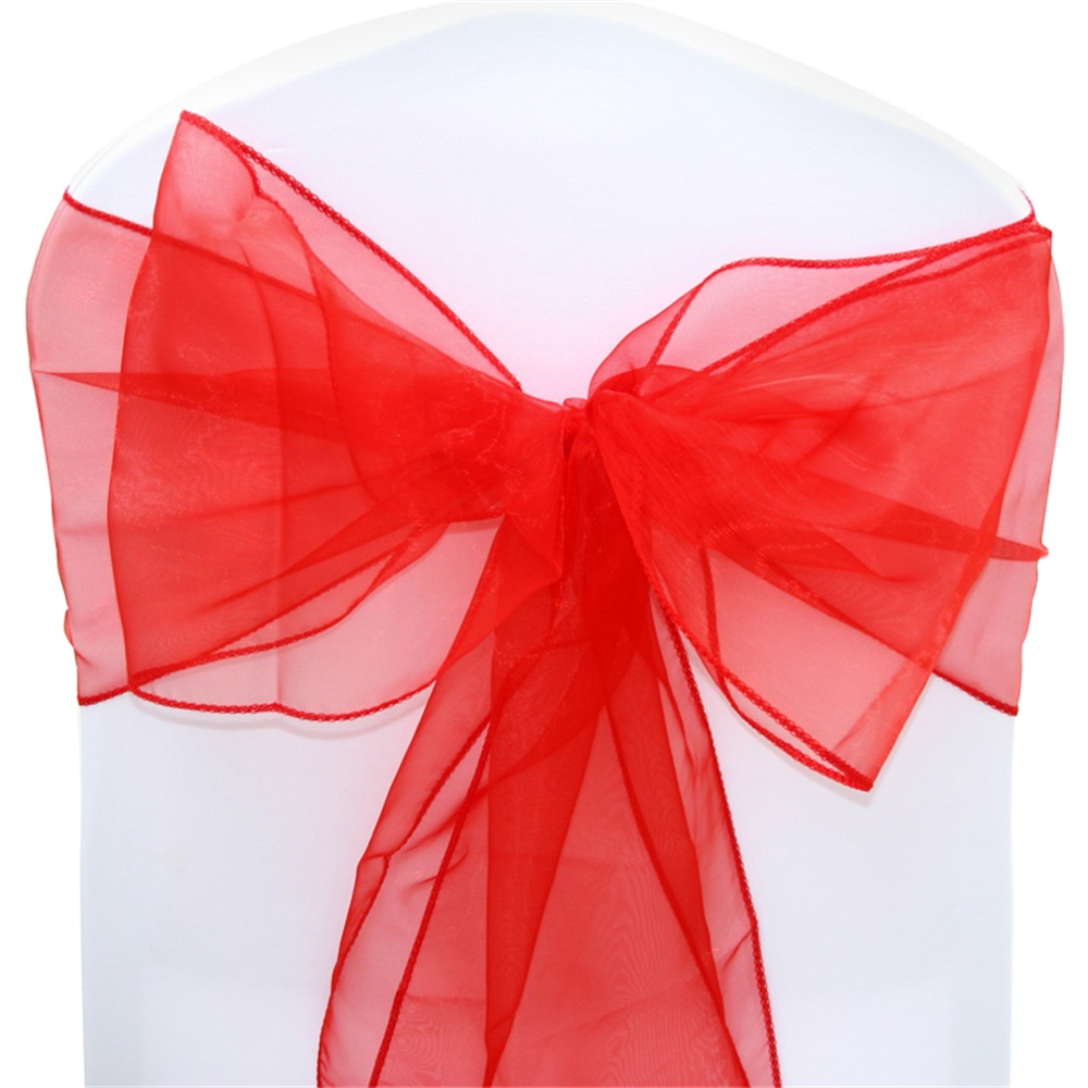 TtS 10-100pcs 22x280cm ORGANZA SASHES Chair Cover Sash Fuller Bow ...