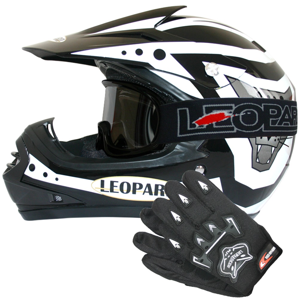 LEOPARD Kids Junior Motorcycle Motocross ATV MX Crash Helmet & Goggles ...