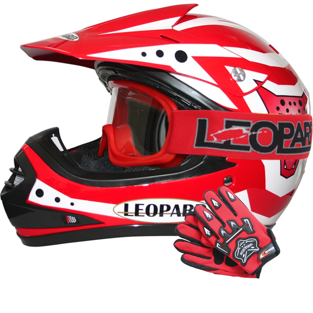 LEOPARD Kids Junior Motorcycle Motocross ATV MX Crash Helmet & Goggles ...
