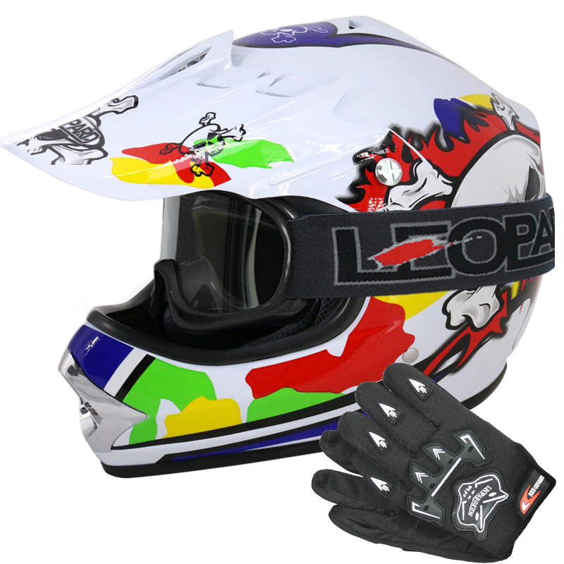 LEOPARD Kids Junior Motorcycle Motocross ATV MX Crash Helmet & Goggles ...