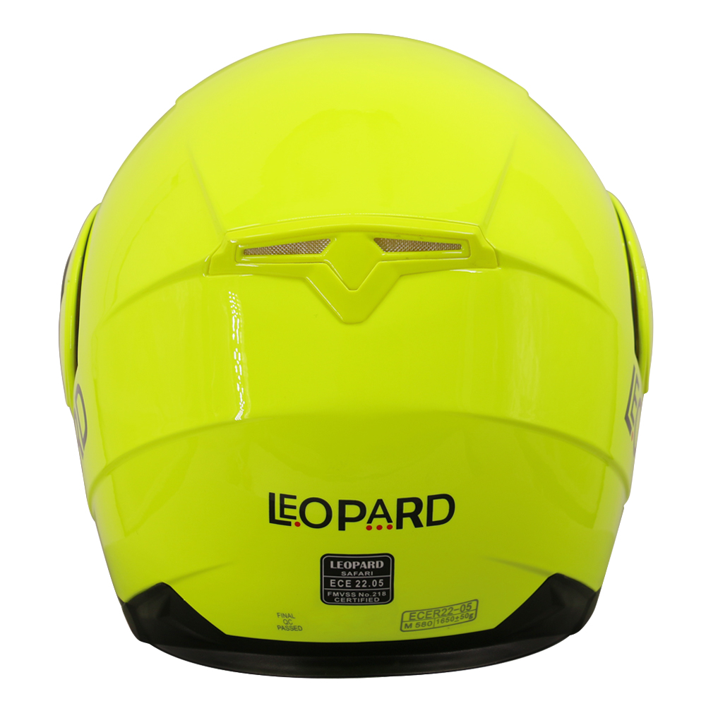 LEOPARD LEO838 Full Face Helmet Motorbike Yellow Plain XS-XL + Iridium ...