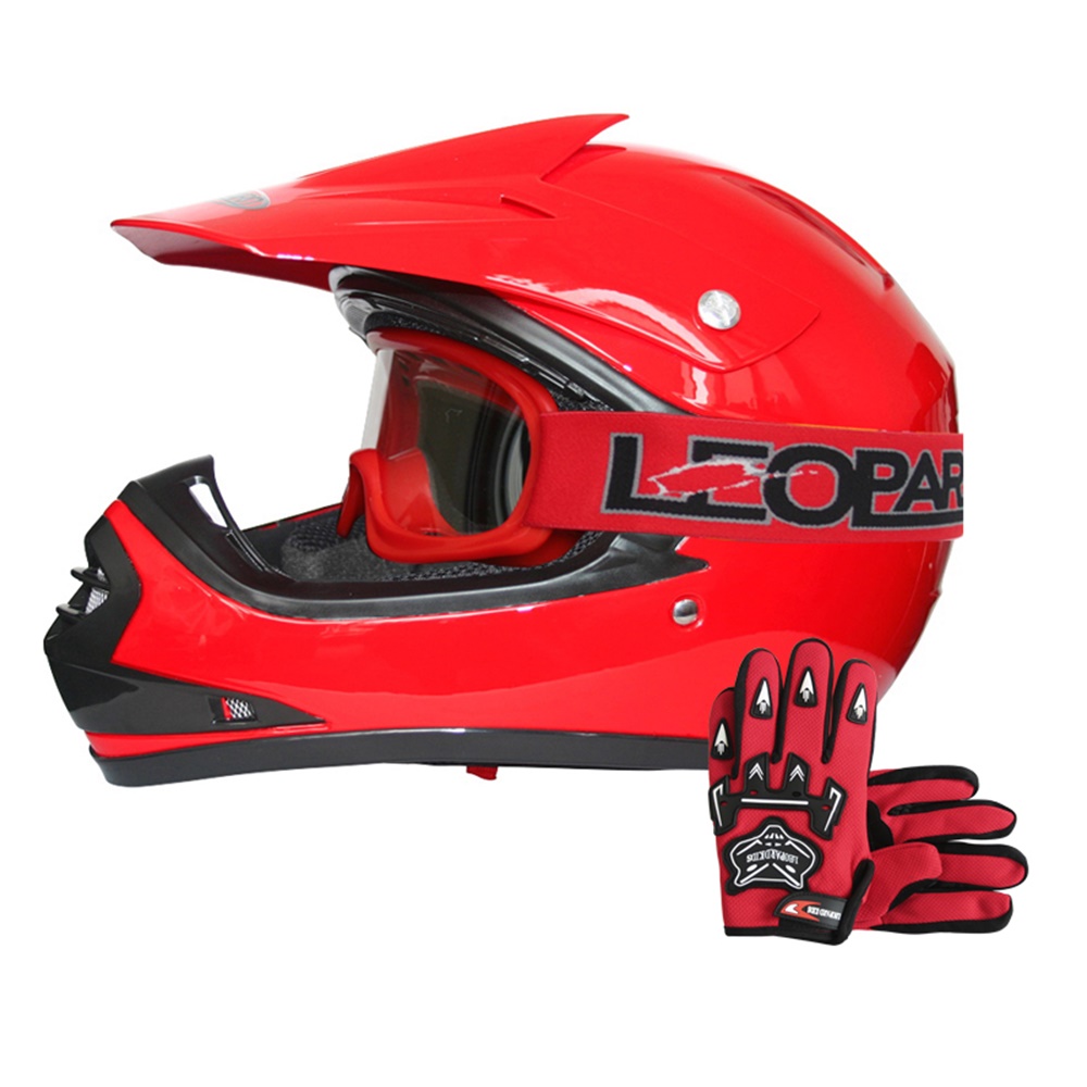 LEOPARD Kids Junior Motorcycle Motocross ATV MX Crash Helmet & Goggles ...