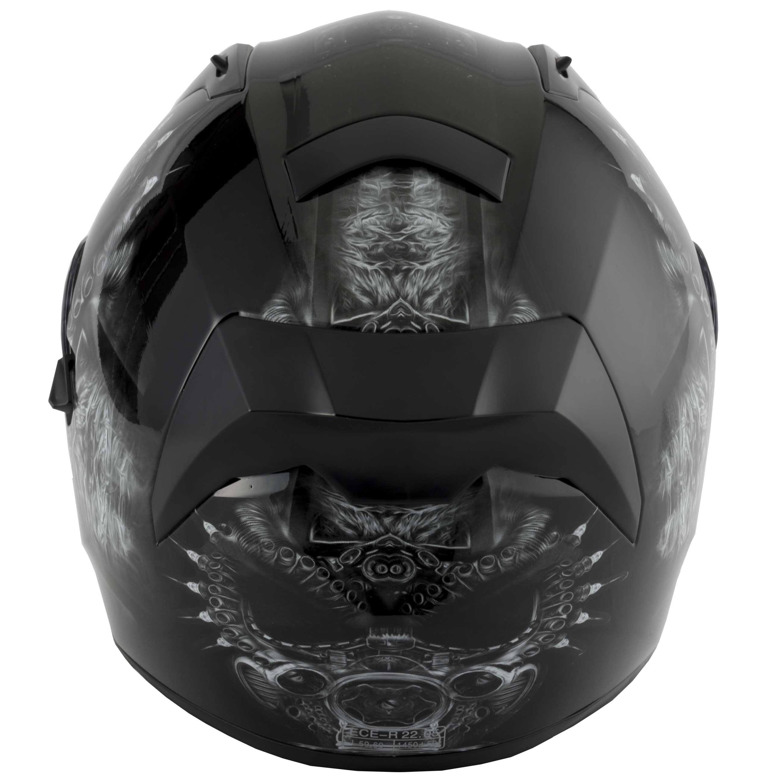 Vcan V128 FULL FACE Motorcycle Helmet ACU Built In Sun Visor Skull Rage ...