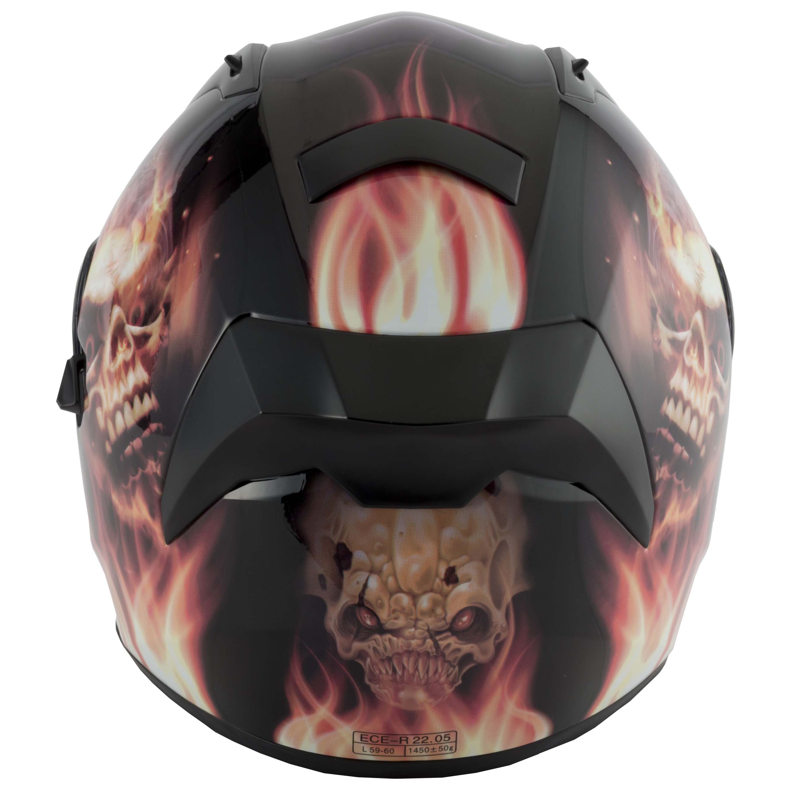 Vcan V128 FULL FACE Motorcycle Helmet ACU Built In Sun Visor Skull Rage ...