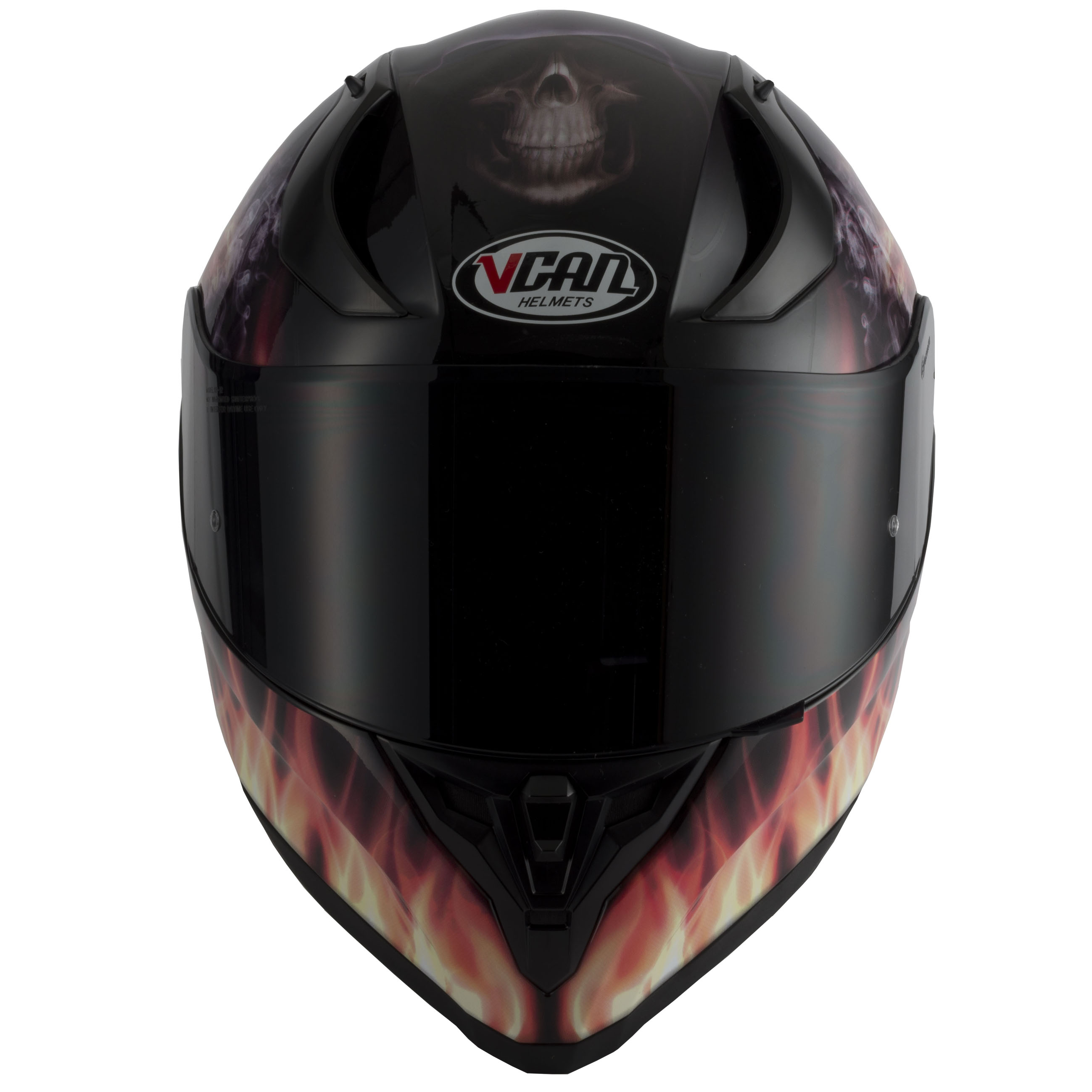 Vcan V128 FULL FACE Motorcycle Helmet ACU Built In Sun Visor Skull Rage ...