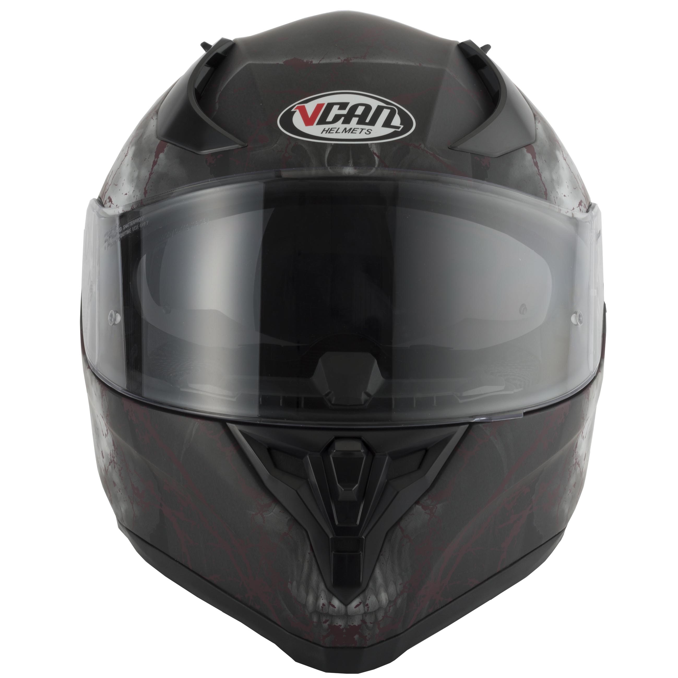 Vcan V128 FULL FACE Motorcycle Helmet ACU Built In Sun Visor Skull Rage ...