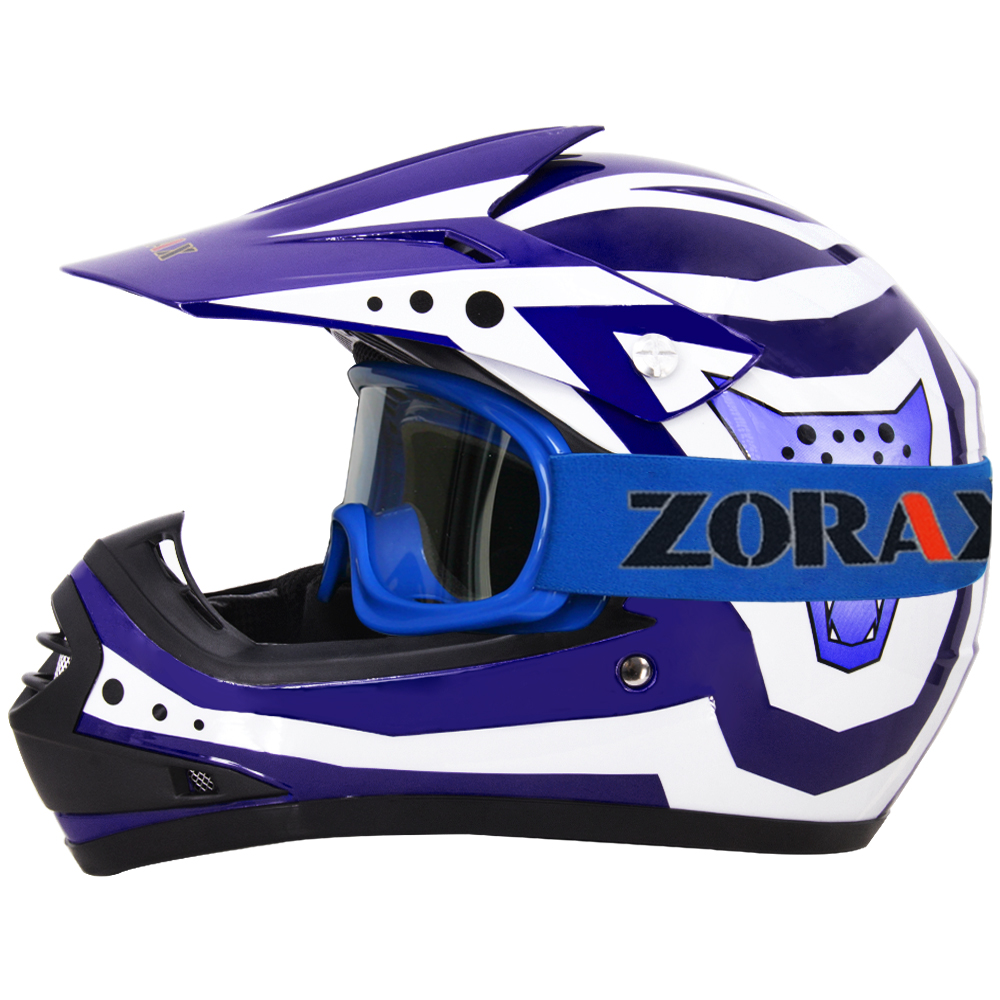 ZORAX Junior Kids Motocross Green Helmet Motorbike + Optional Goggles ...