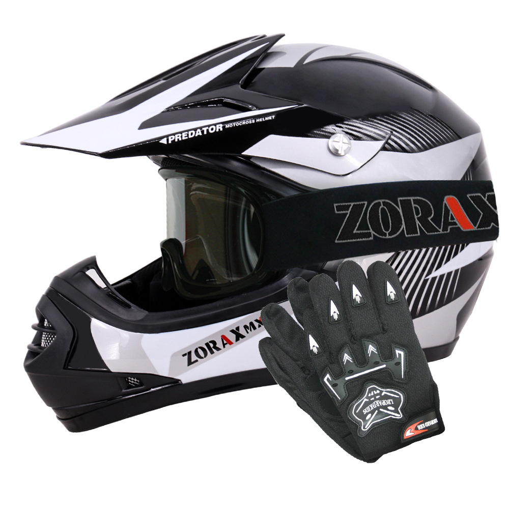 ZORAX X19 Junior Kids Motocross MX Helmet + ZOR Gloves Goggles QUAD ...