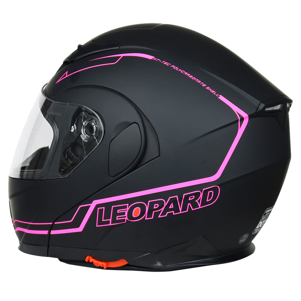 LEOPARD LEO-838 Modular Flip Up DVS Motorbike Motorcycle Helmet Black ...