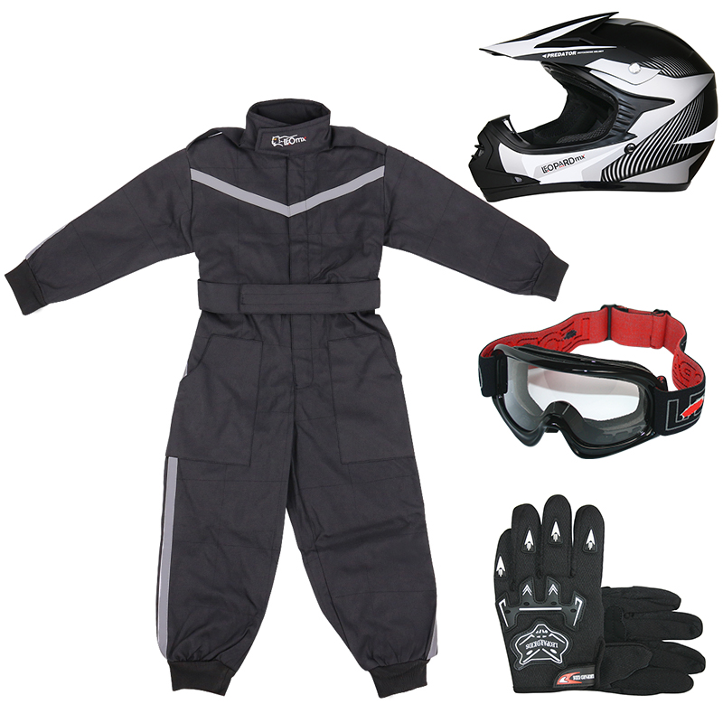 LEOX19 Kids Motocross Helmet Motorcross Child Race Suit Overalls Gloves ...