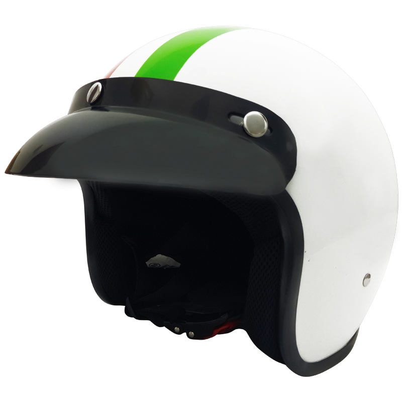 Fibreglass Open Face Helmet Motorbike Motorcycle Scooter Retro MOD ...