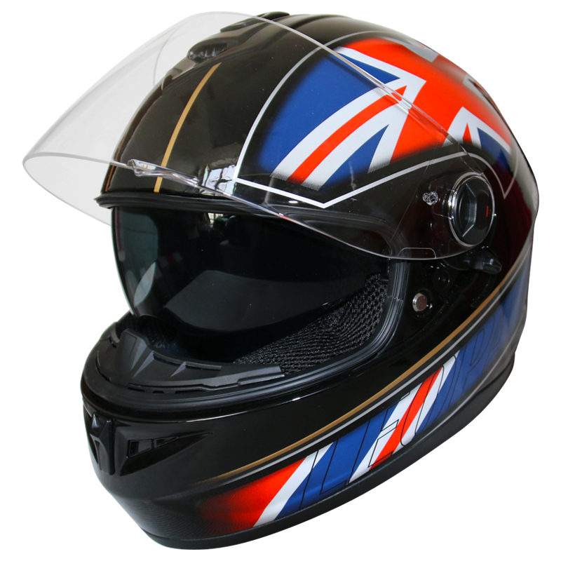 Leopard Full Face Motorbike Helmet Motorcycle Sun Visor Union Jack DVS ...