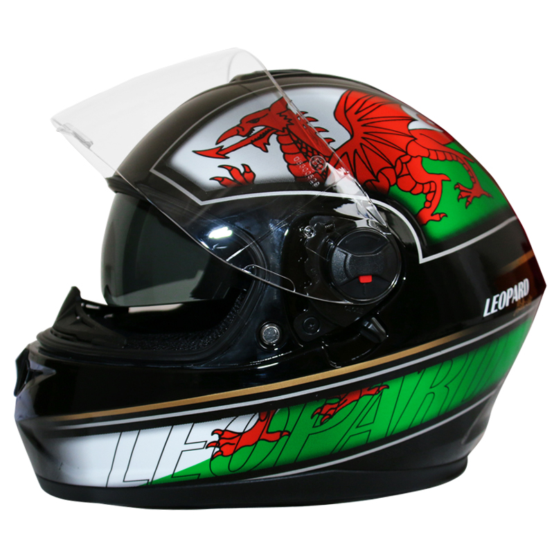 Leopard Full Face Motorbike Helmet Motorcycle Sun Visor Union Jack ...