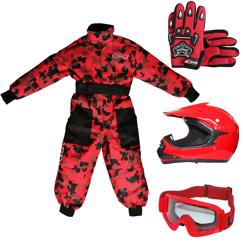 LEOPARD Children Kids Motocross Helmet Set Junior Race Suit Overalls ...