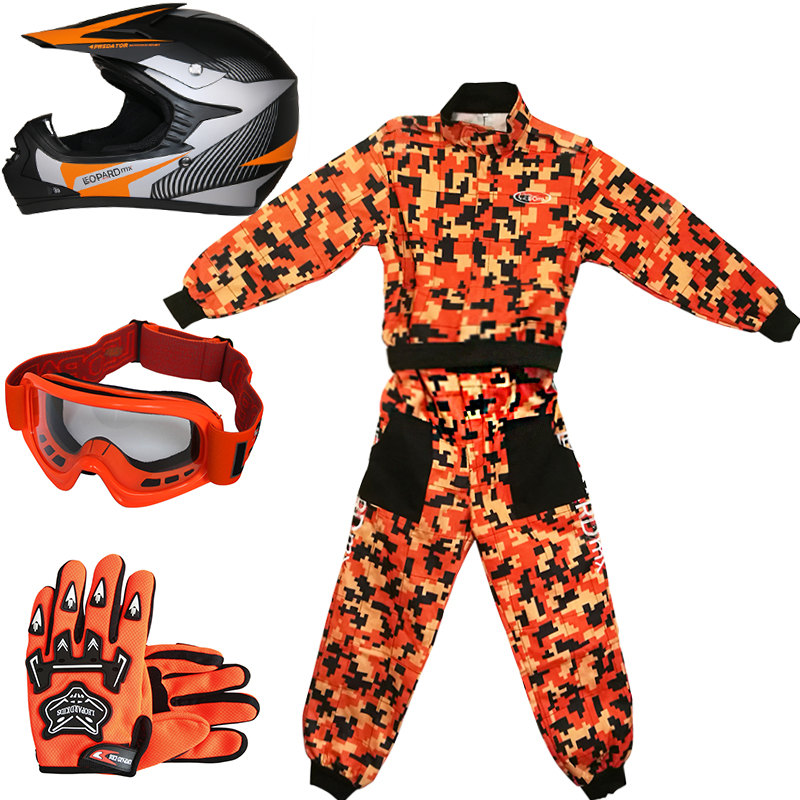 Kids Motocross Helmet Childrens Junior Camo Suit Goggles Gloves ...